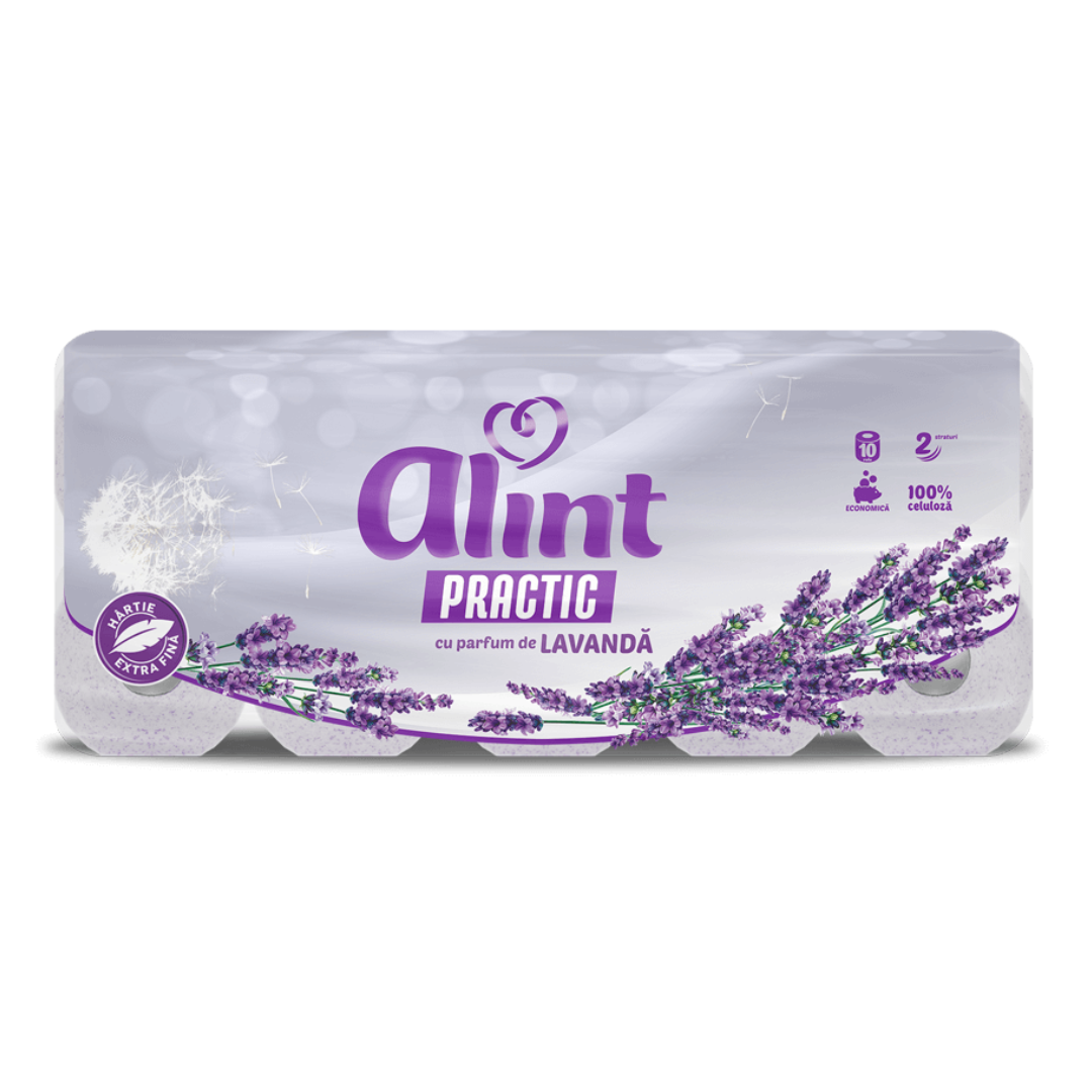 Hartie igienica 100% celuloza Lavanda, 10 role, 2 straturi, Alint ...
